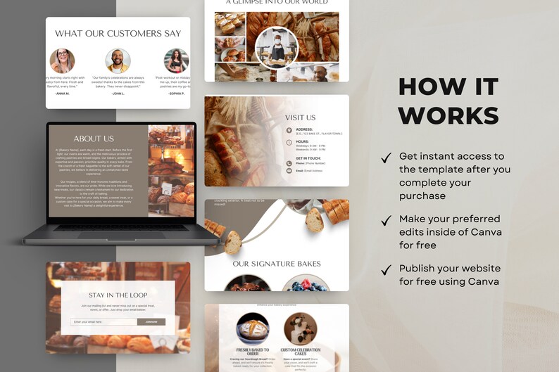 Bakery Website Template Canva | Bakery Website | Canva Template ...