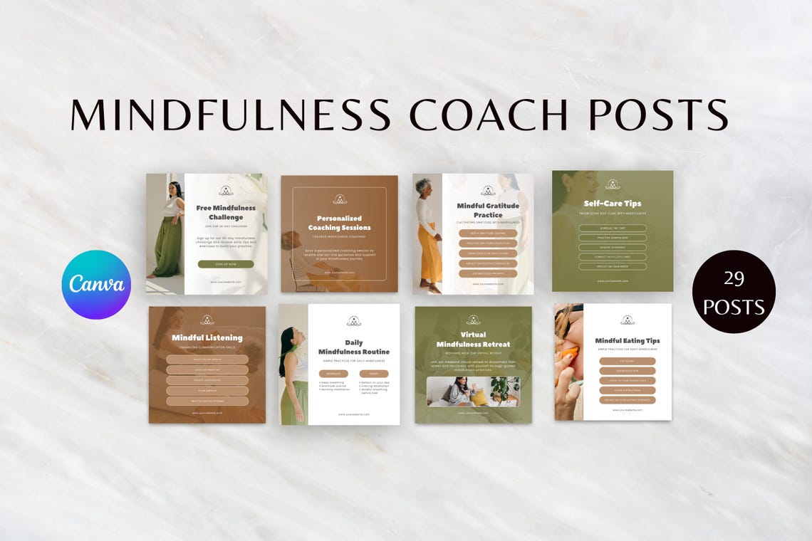 Mindfulness Coaching | Instagram Template | Canva Template | Mindful ...