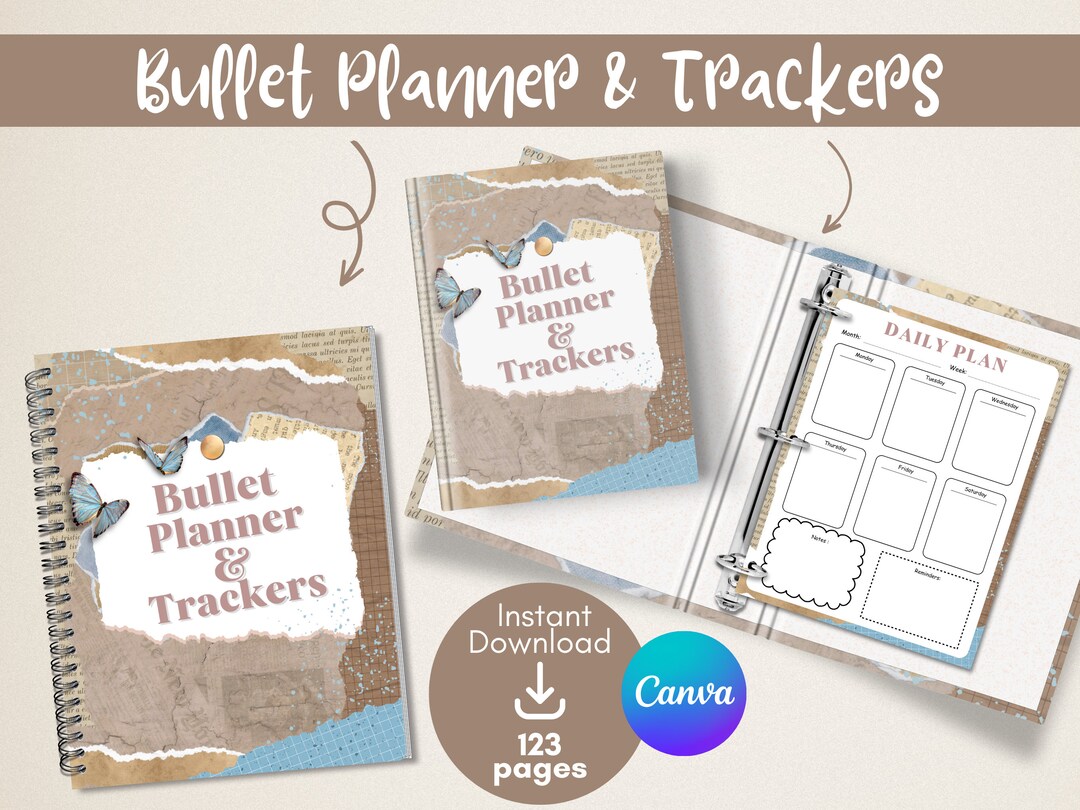 Printable Bullet Journal Pages | Weekly Planner, Habit Tracker (canva ...