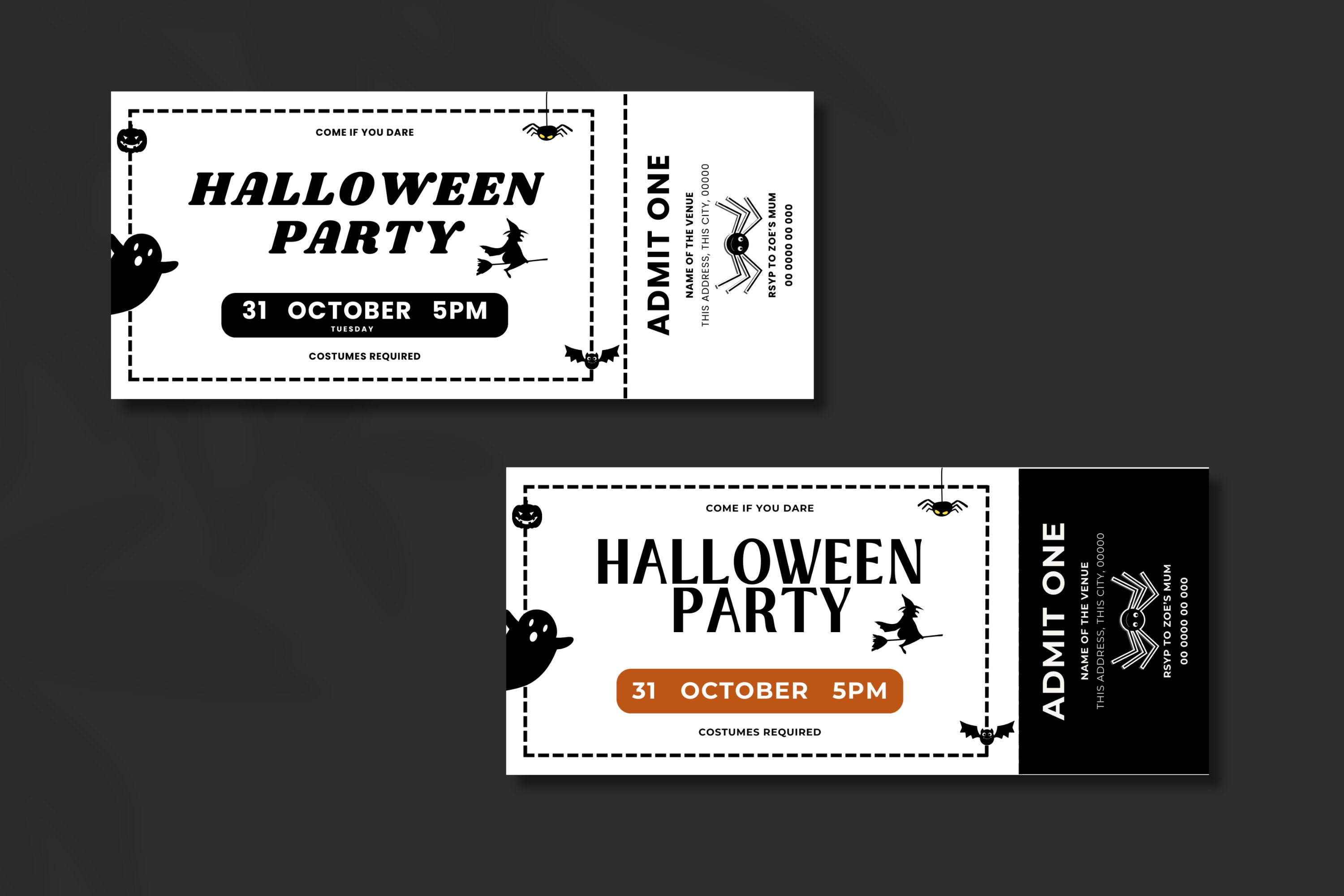 Halloween Invitation Ticket | Halloween Tickets | Halloween Ticket ...