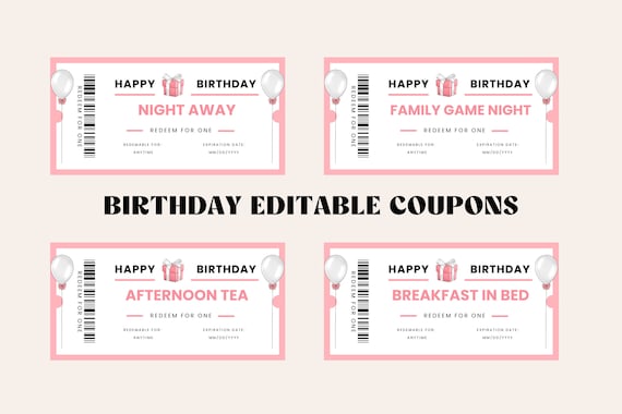 Plantillas De Cupones De Cumpleaños Para Imprimir Vales O Cupones De