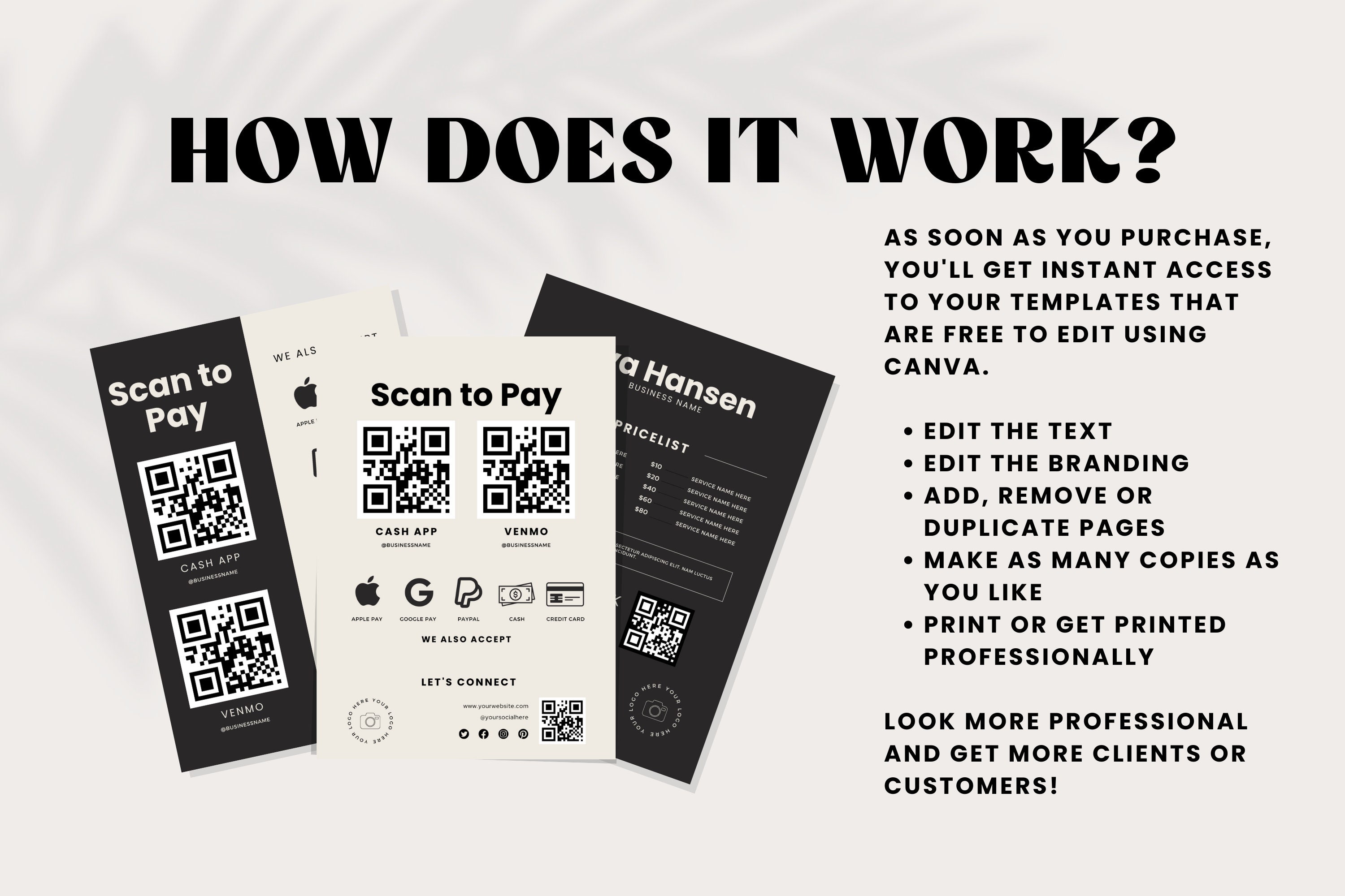 Scan to Pay Template | Scan to Pay Template Canva | Scan to Pay Canva ...
