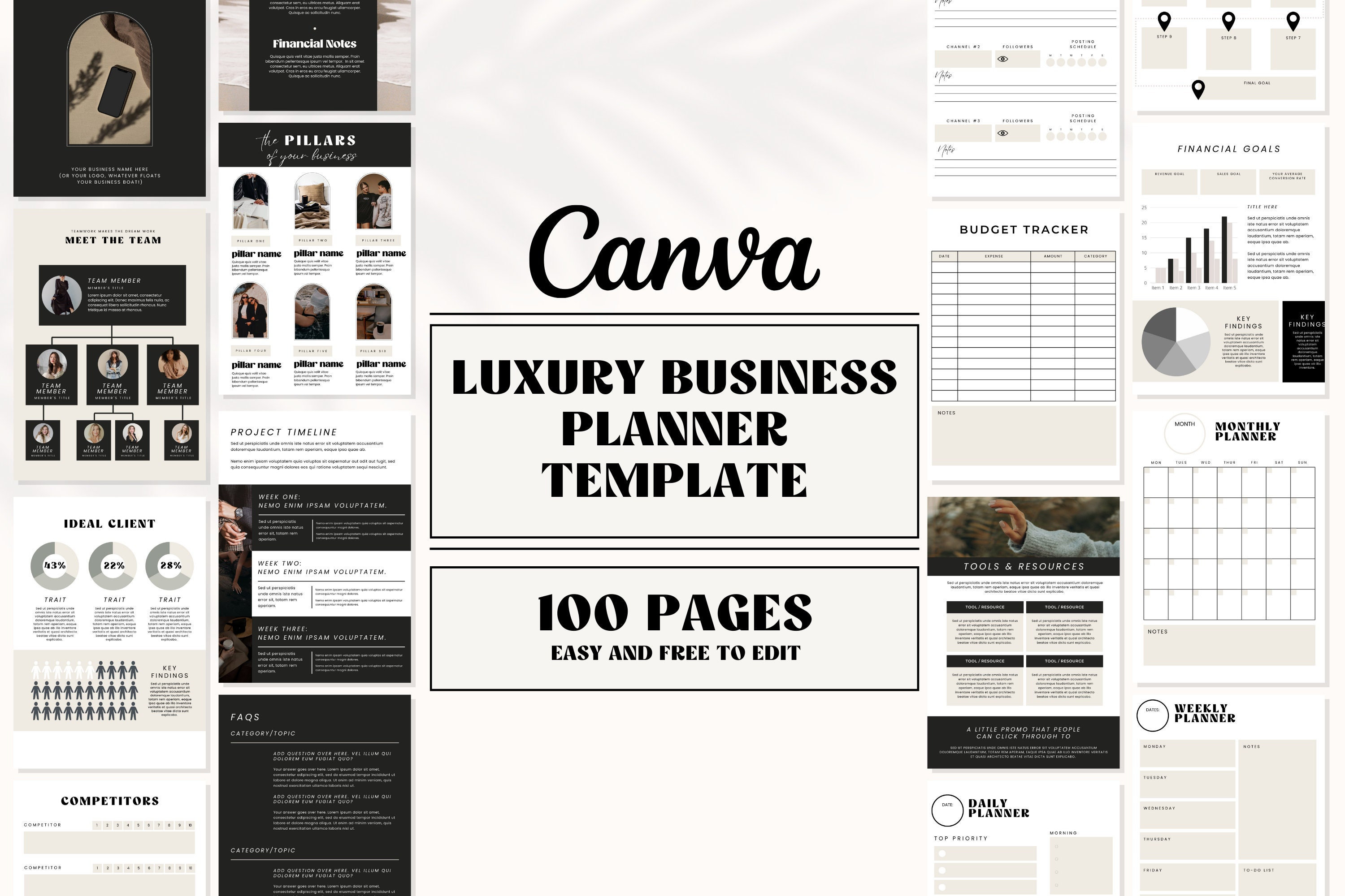 Business Plan Canva Template | Startup Business Plan Template ...