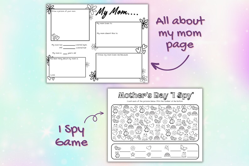 Mothers Day Printable Coloring Pages Mothers Day Bundle - Etsy