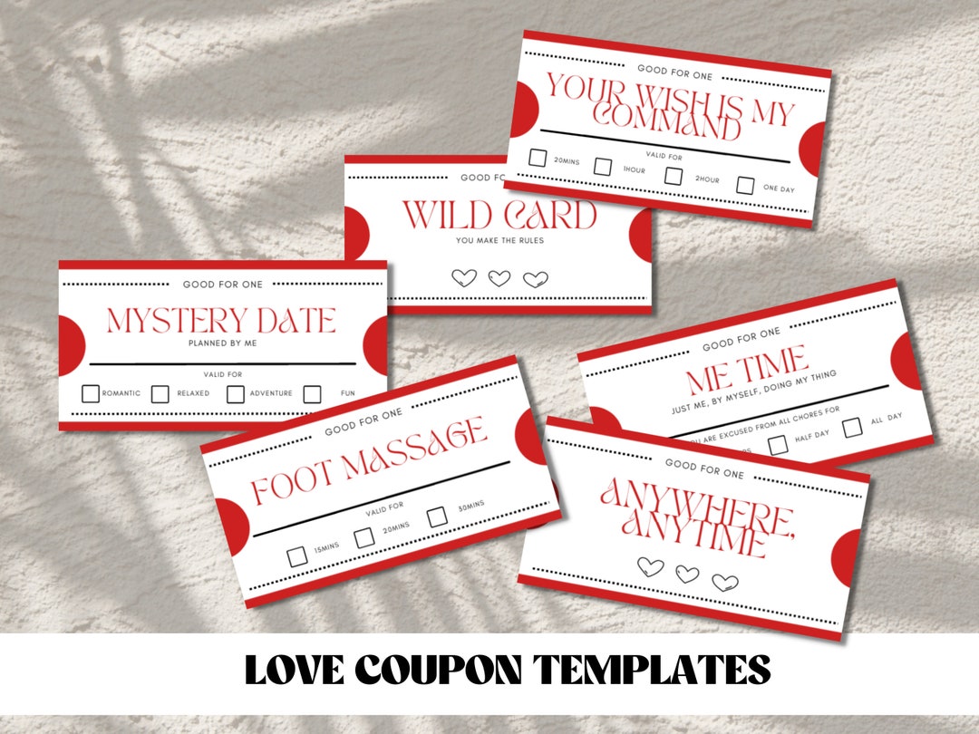 Printable Love Coupons | Editable Canva Template, Anniversary Gift - Etsy