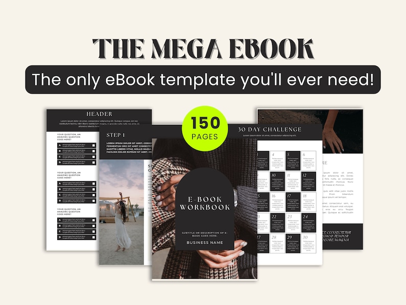 150-page Ebook Template Canva | Workbook, Lead Magnet (digital Download ...