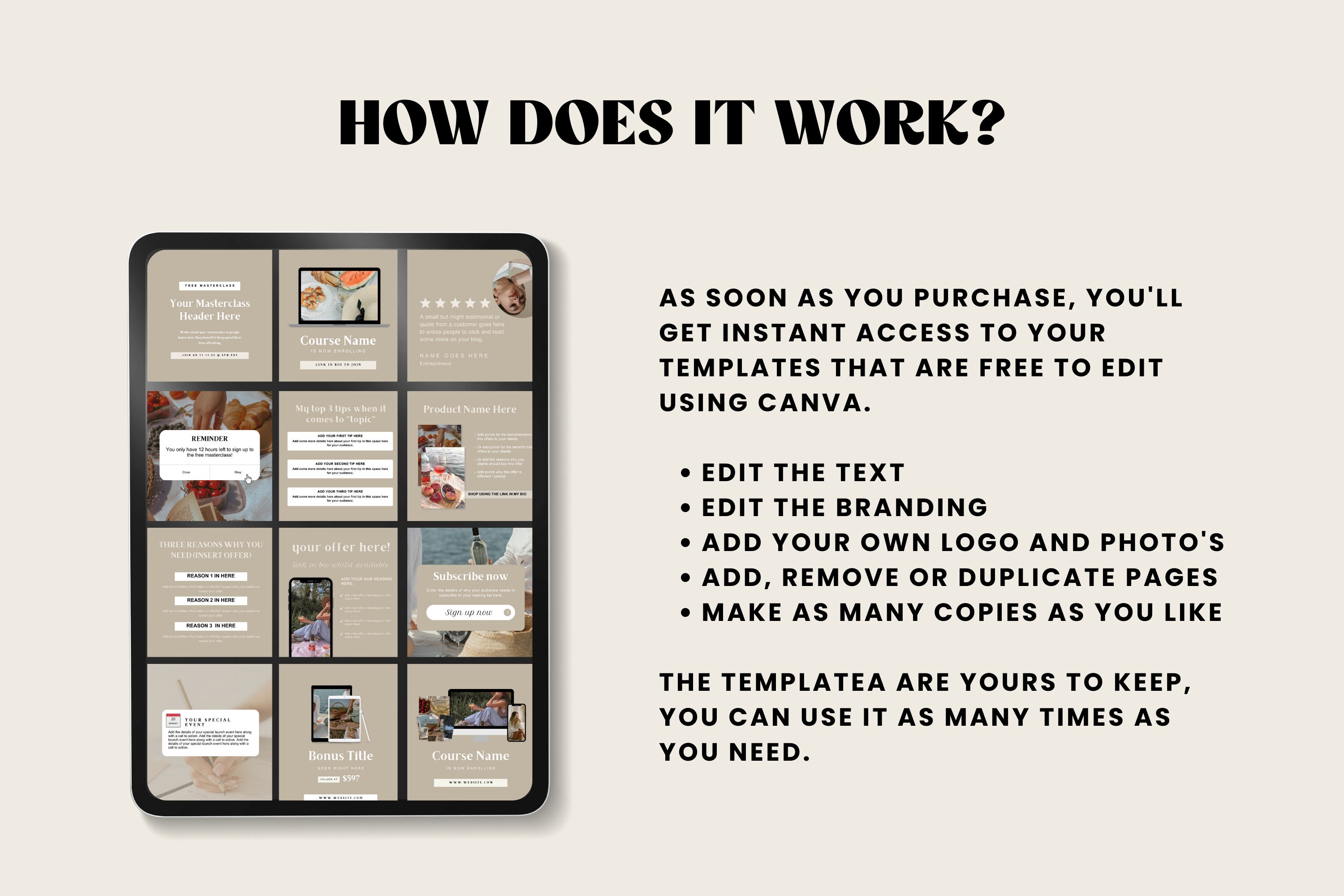 Course Templates Canva Online Course Content Template Canva Template ...