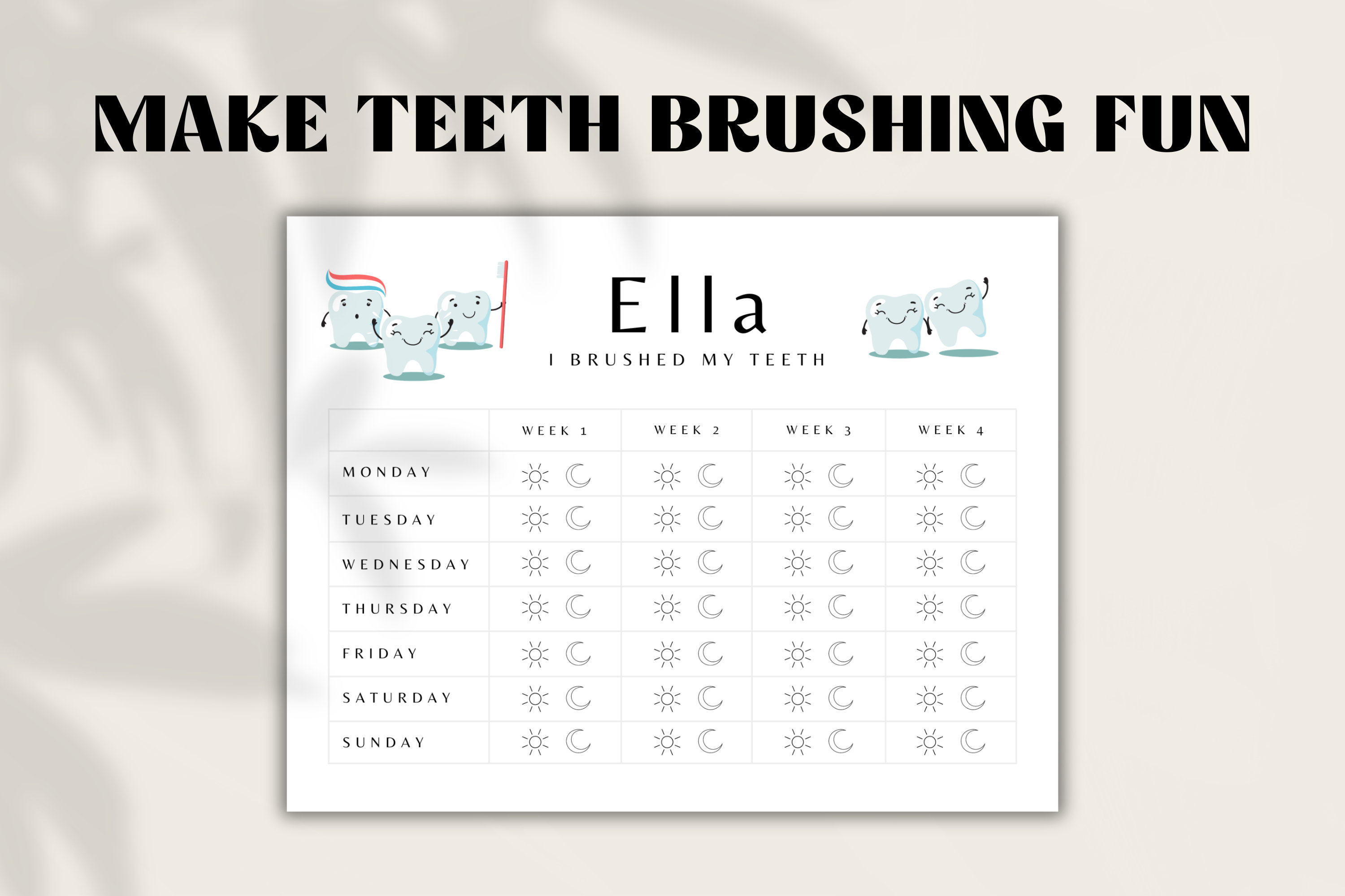 Teeth Brushing Reward Chart | Teeth Brushing Chart Printable | Brush ...