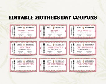 Mothers Day Gift Coupon Template Printable Mothers Day Gift Coupon Card ...