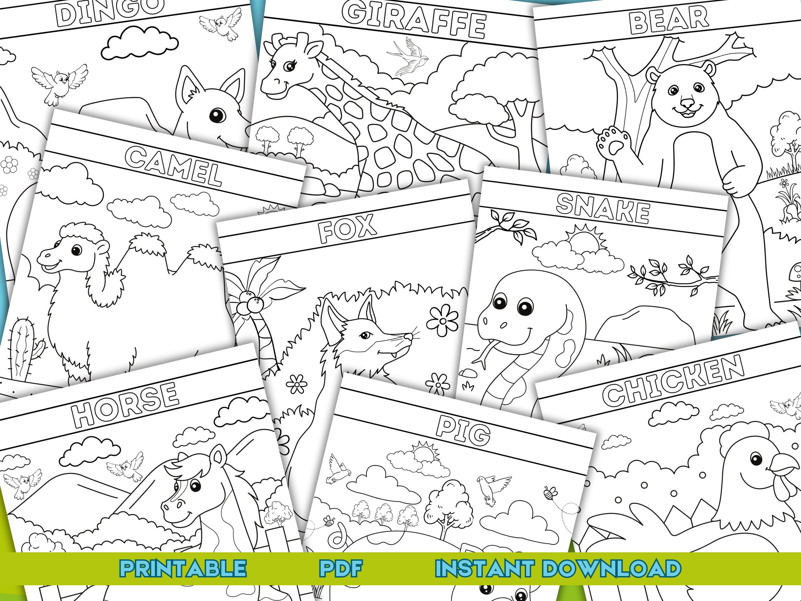 Easy Animal Coloring Pages | Coloring Pages Kids | Animal Coloring Page ...