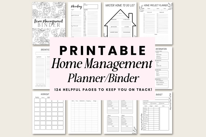 Home Management Printables | Home Management Tracker | Printable Home ...