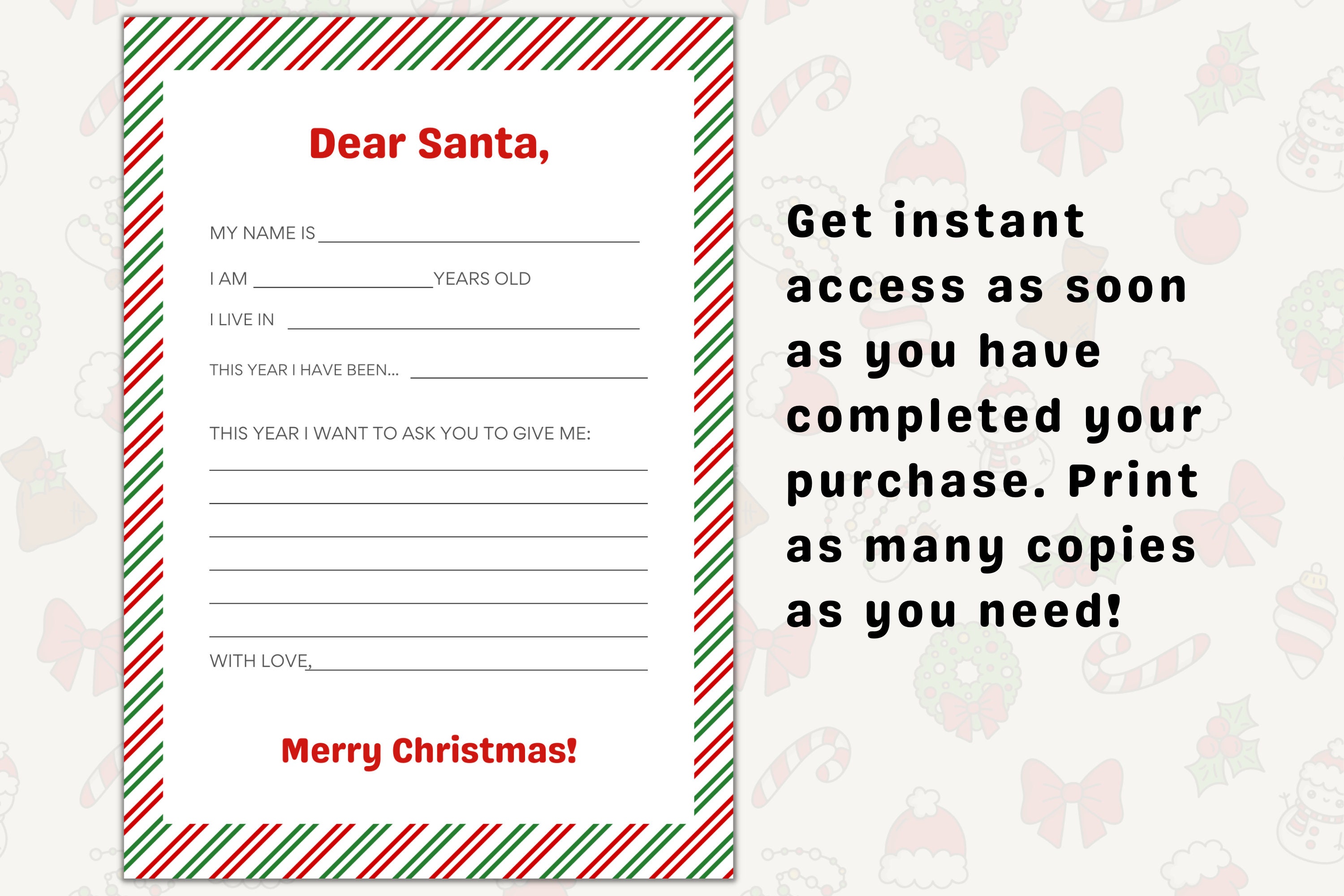 Letter to Santa Printable Christmas Christmas Letter Santa Letter ...
