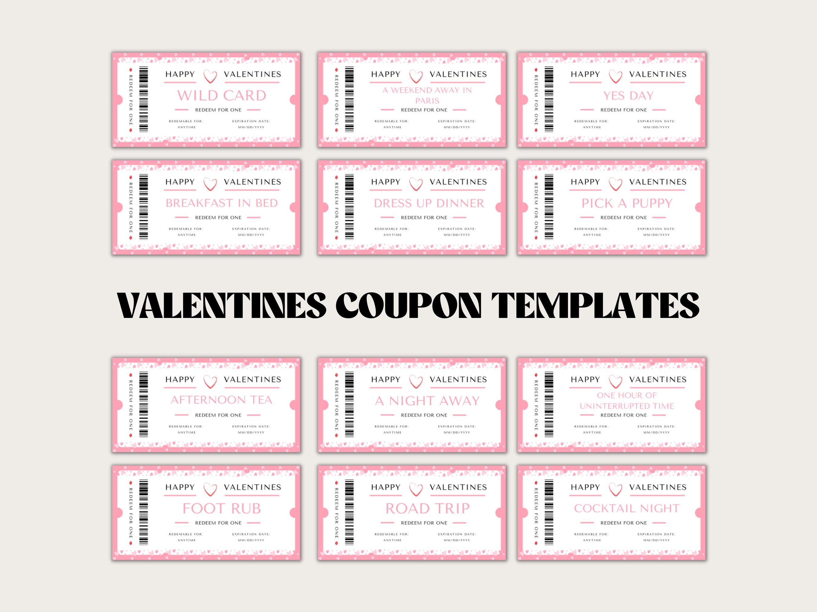 Editable Valentine's Day Coupon Template | Canva Printable (digital ...