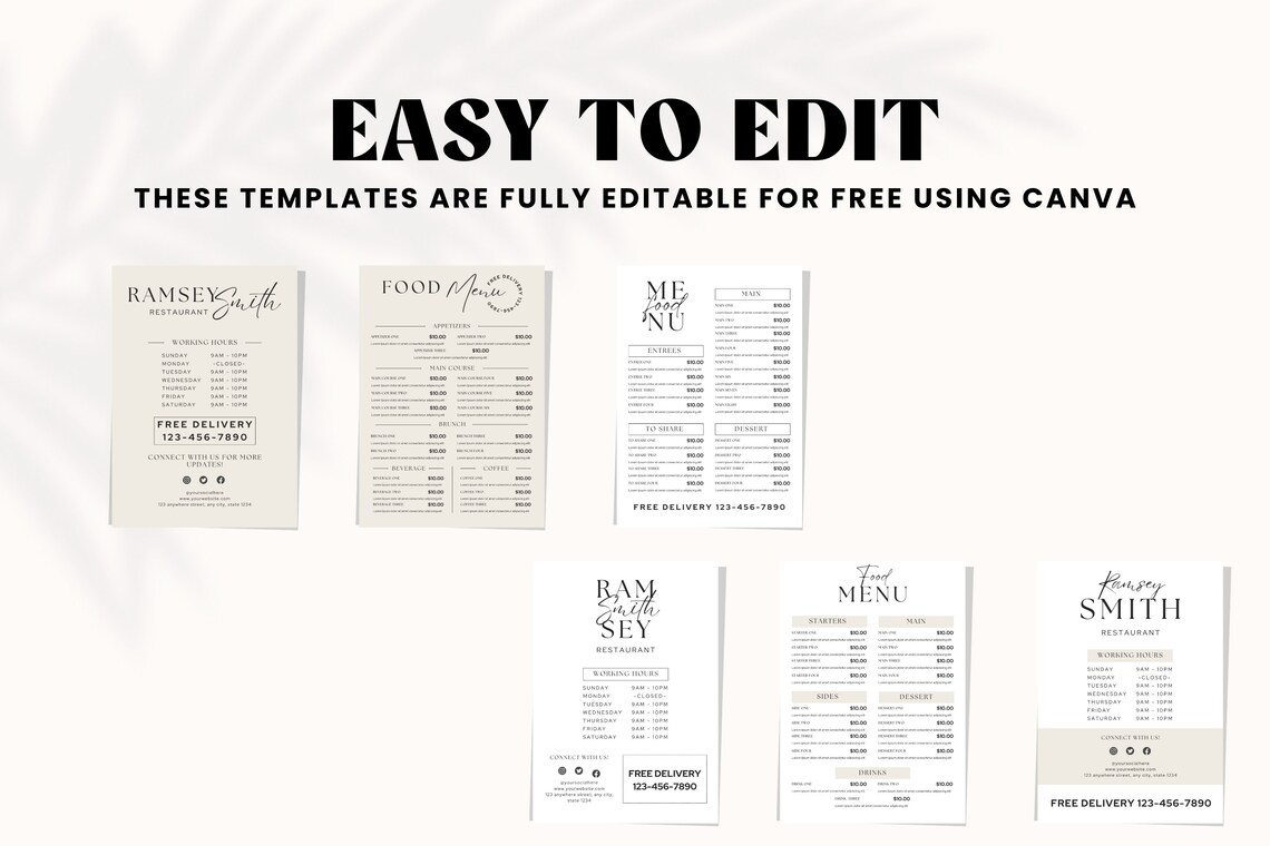 Canva Menu Template Menus for Restaurant Restaurant Menu Template ...