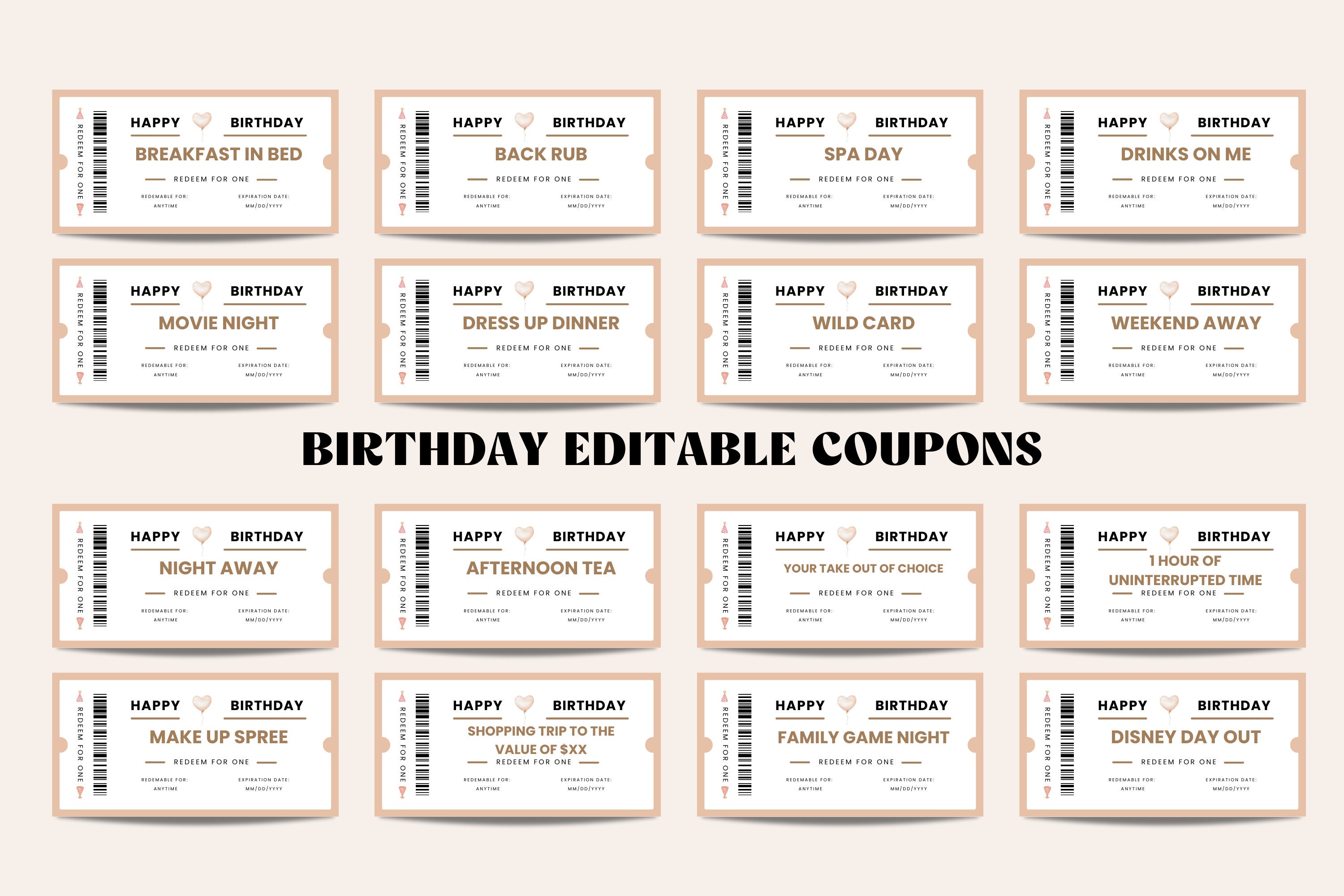 Birthday Coupon | Birthday Coupon Book Template | Birthday Coupon ...