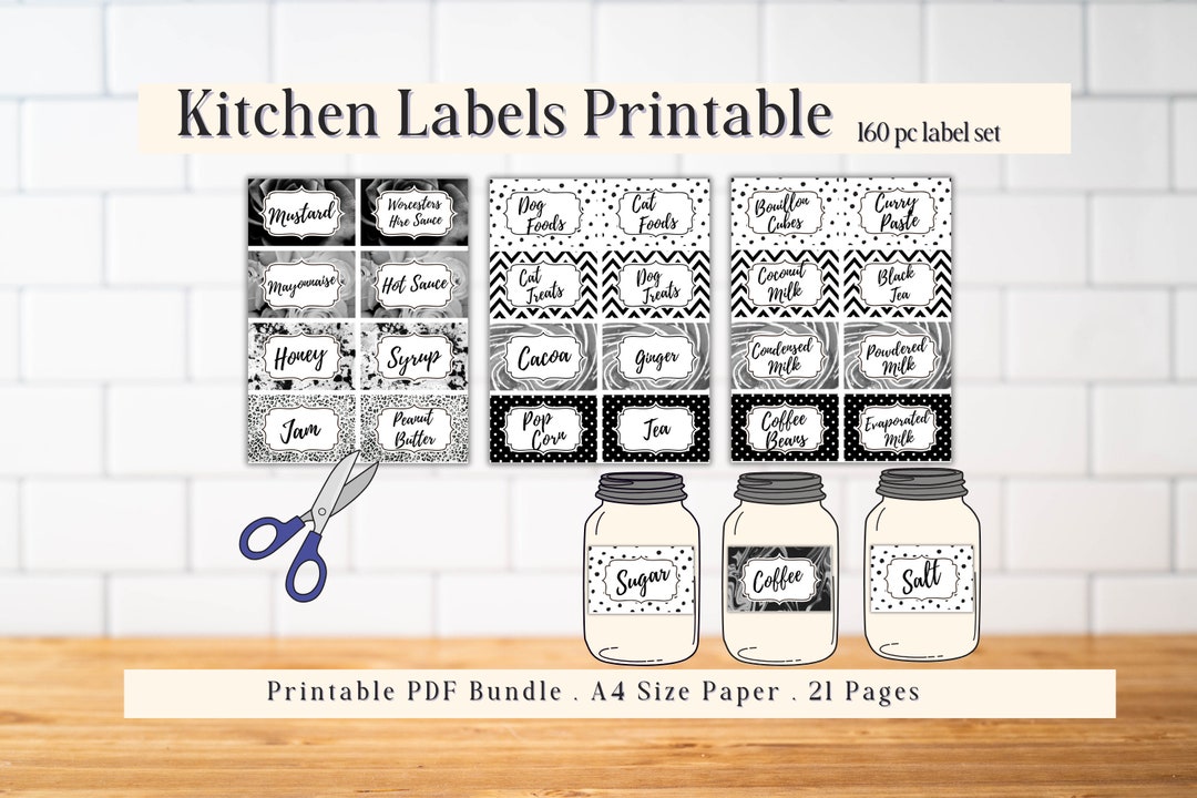 Kitchen Sticker Labels | Kitchen Organization Labels | Editable Kitchen ...