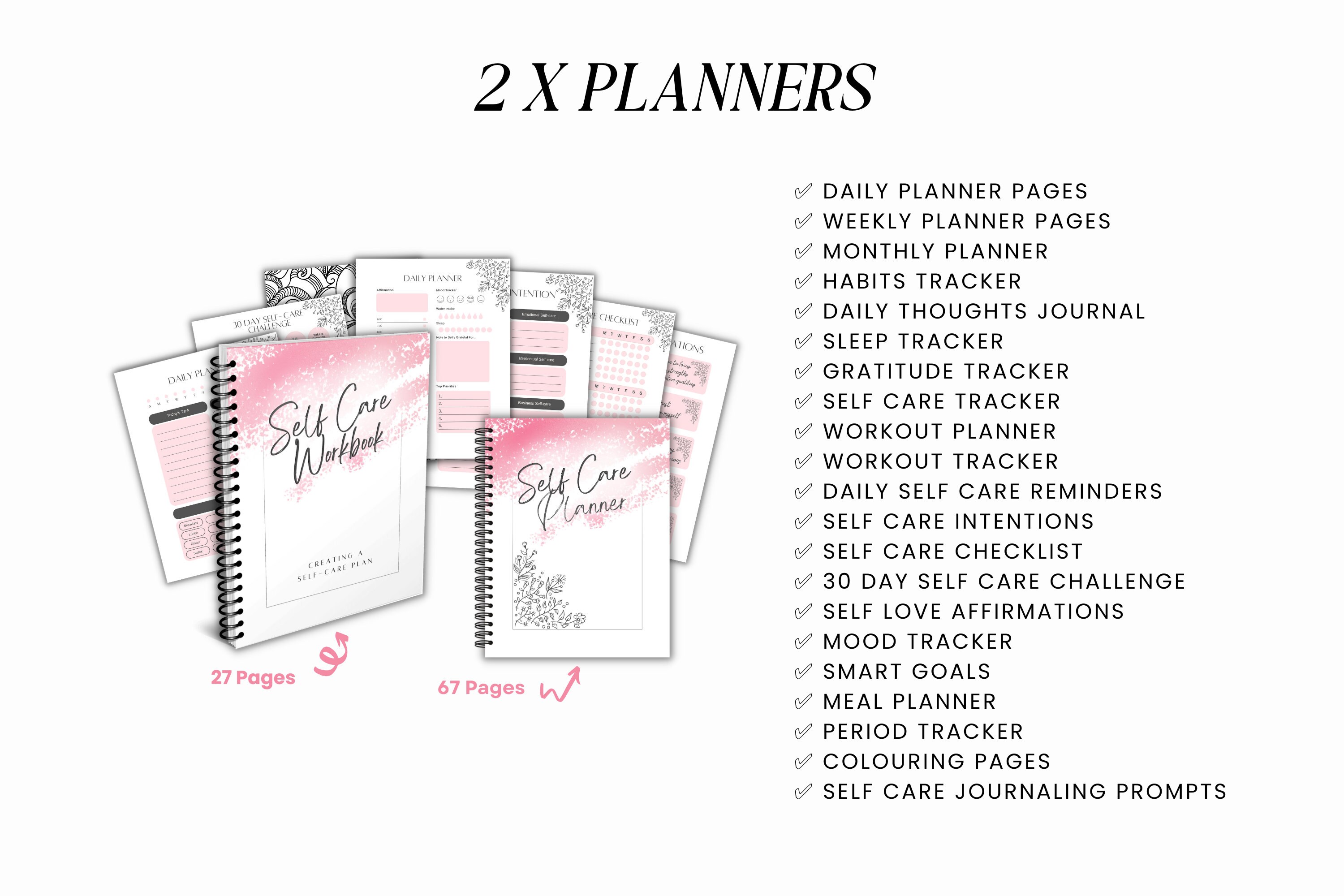 Self Care Planner Printable Bundle Self Care Planner Workbook Self Care ...