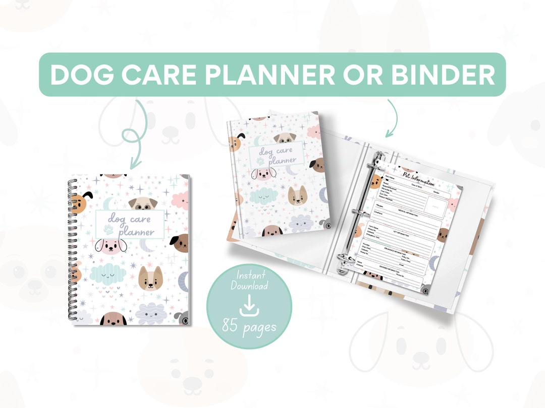 Dog Daily Planner Puppy Planner Pet Care Planner Dog Care Planner ...
