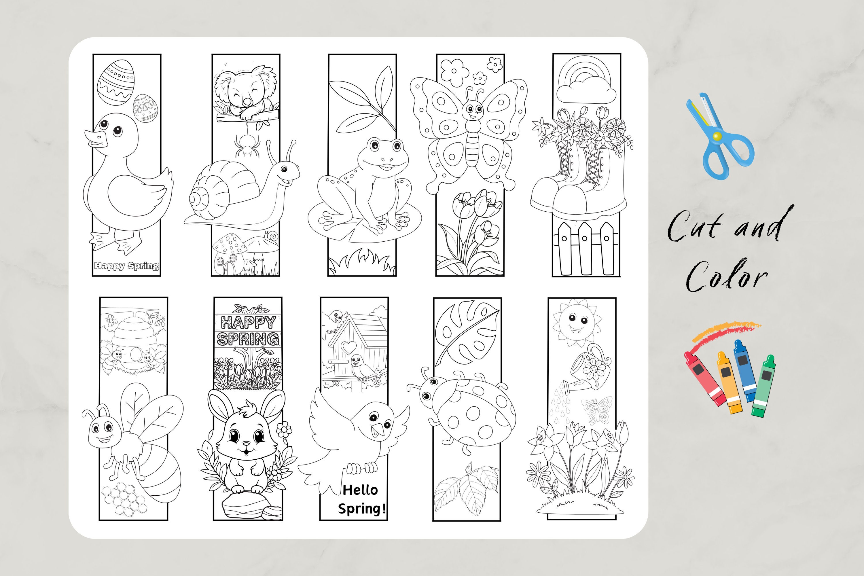Coloring Bookmarks Printable Bookmarks Bookmarks to Color Bookmark for ...