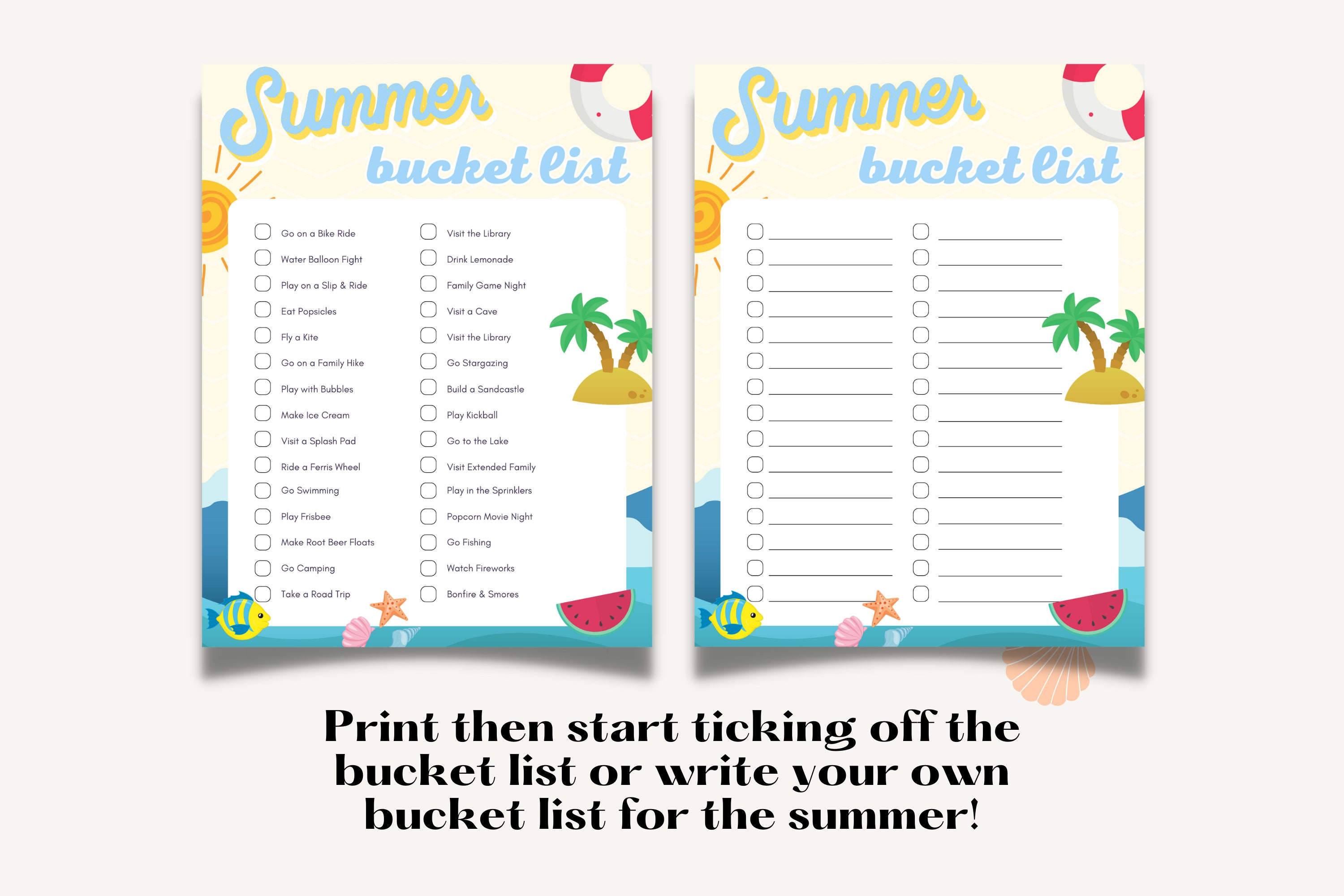 Summer Bucket List Printable PDF | Summer Bucket List for Kids | Kids ...