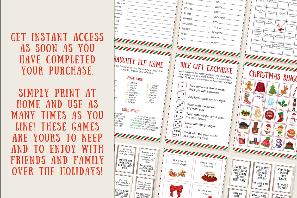 Christmas Games Printable Set Christmas Games for Group Christmas Group ...
