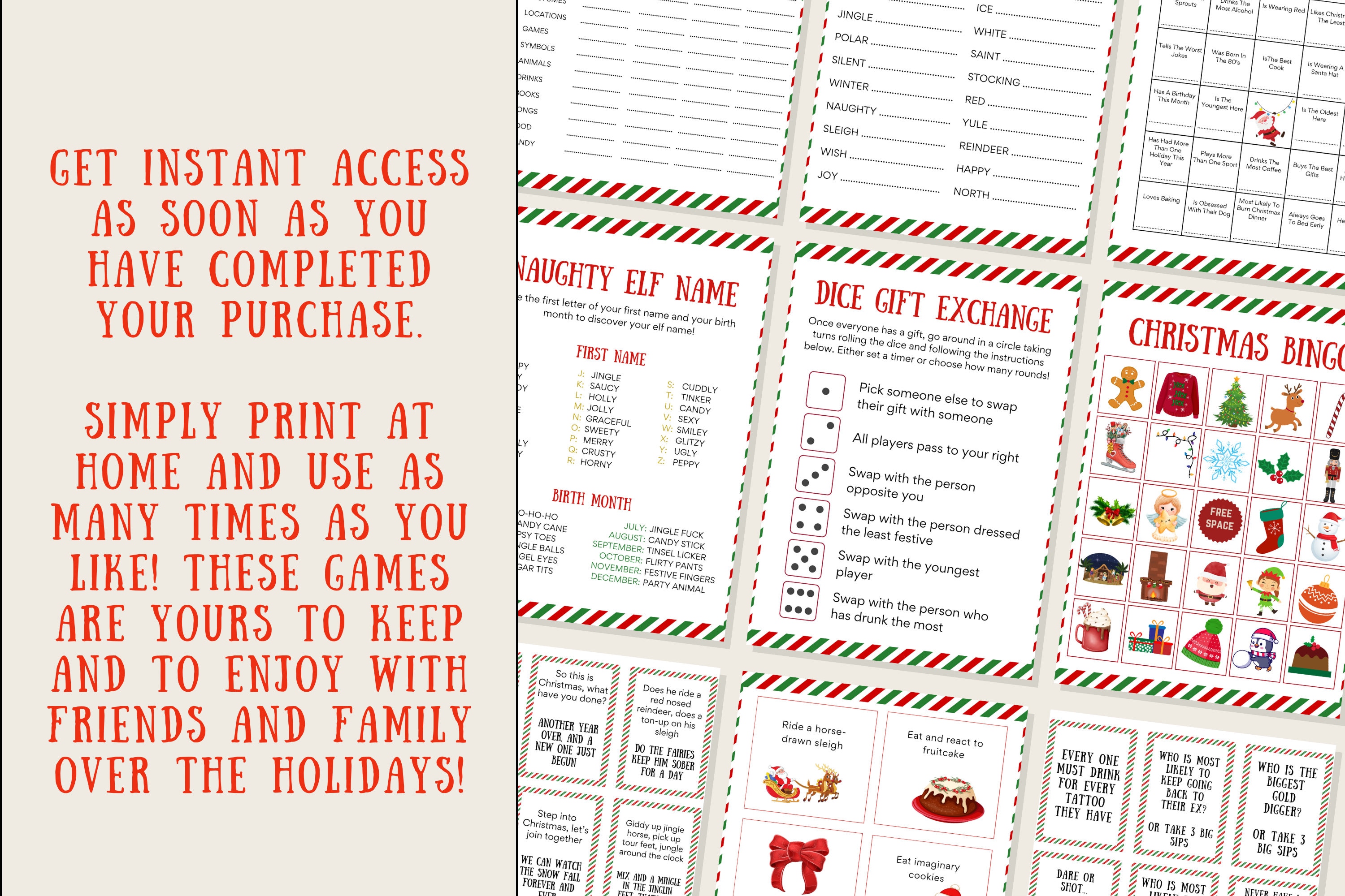 Christmas Games Printable Set Christmas Games for Group Christmas Group ...