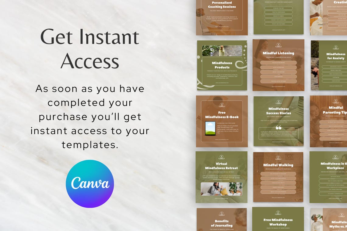 Mindfulness Coaching | Instagram Template | Canva Template | Mindful ...