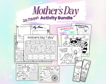 Mothers Day Printable Coloring Pages Mothers Day Bundle Printable ...