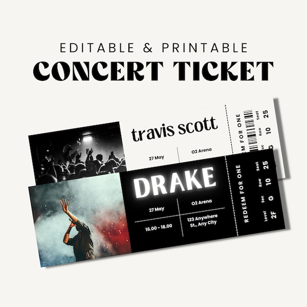 Concert Ticket Template - Etsy