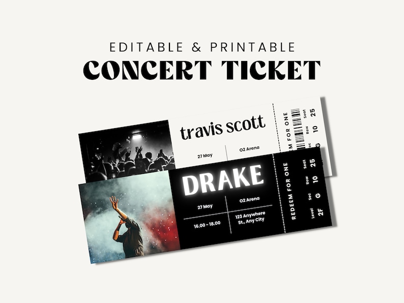 Concert Ticket Template Editable | Concert Ticket Template Download ...