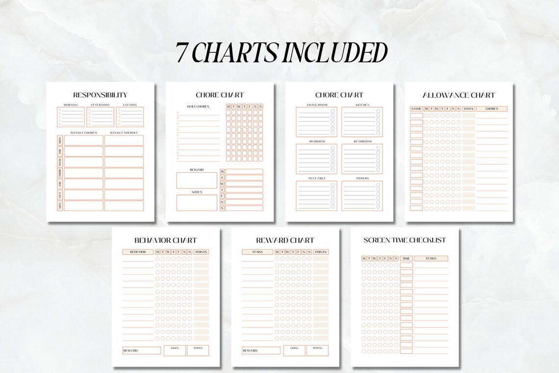 Family Chore Chart Bundle Chore Chart and Rewards Kids Chore Chart PDF ...