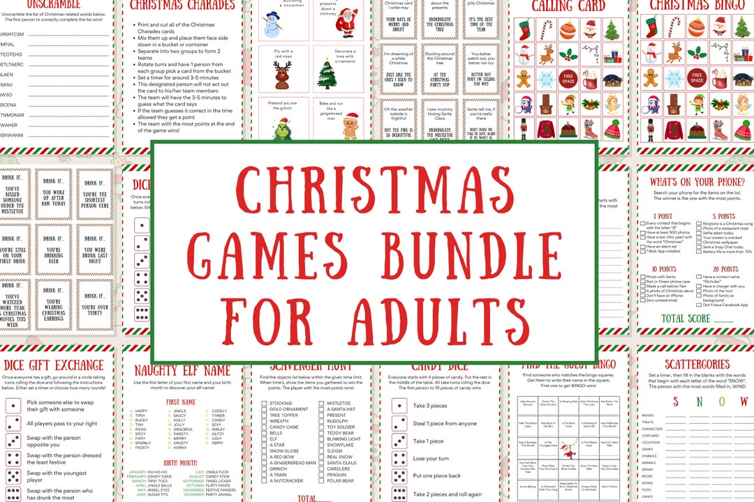Christmas Games Printable Set Christmas Games for Group Christmas Group ...