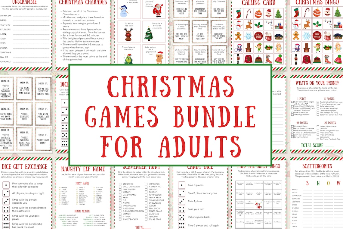 Christmas Games Printable Set Christmas Games for Group Christmas Group ...