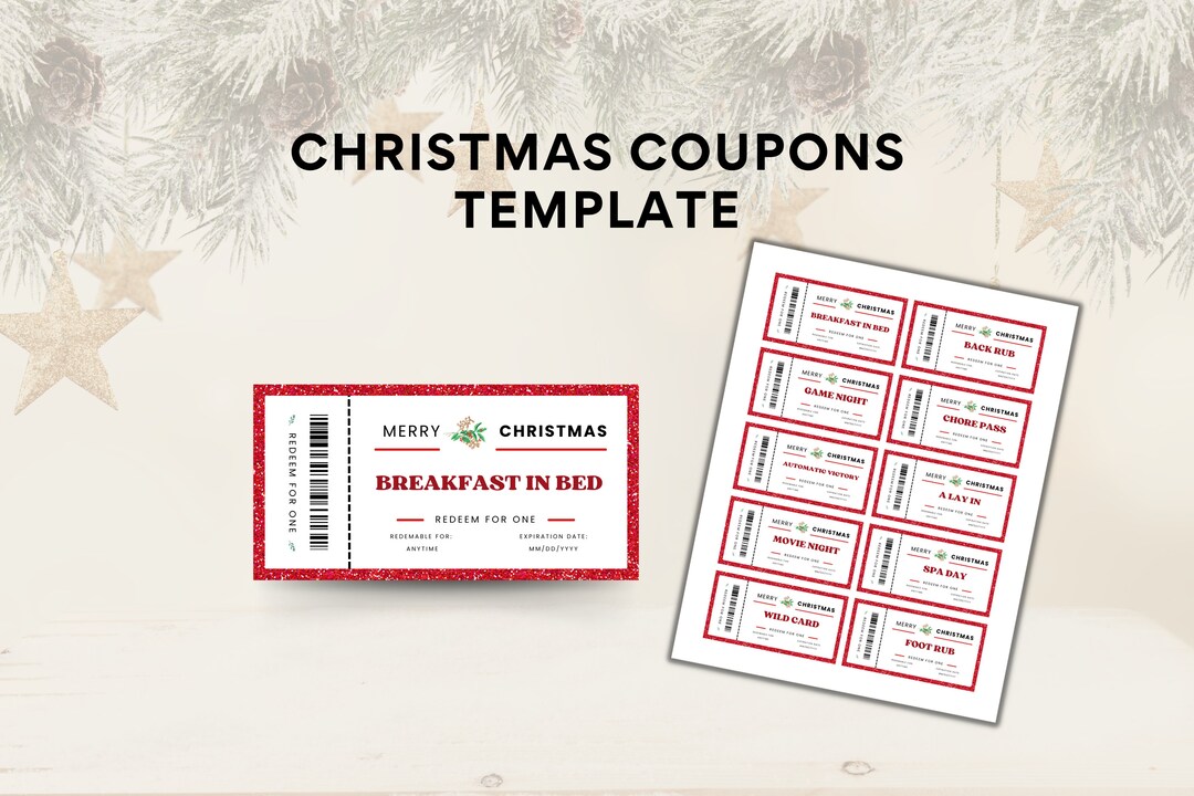 Printable Christmas Coupon Book | Editable Gift Certificate (canva ...