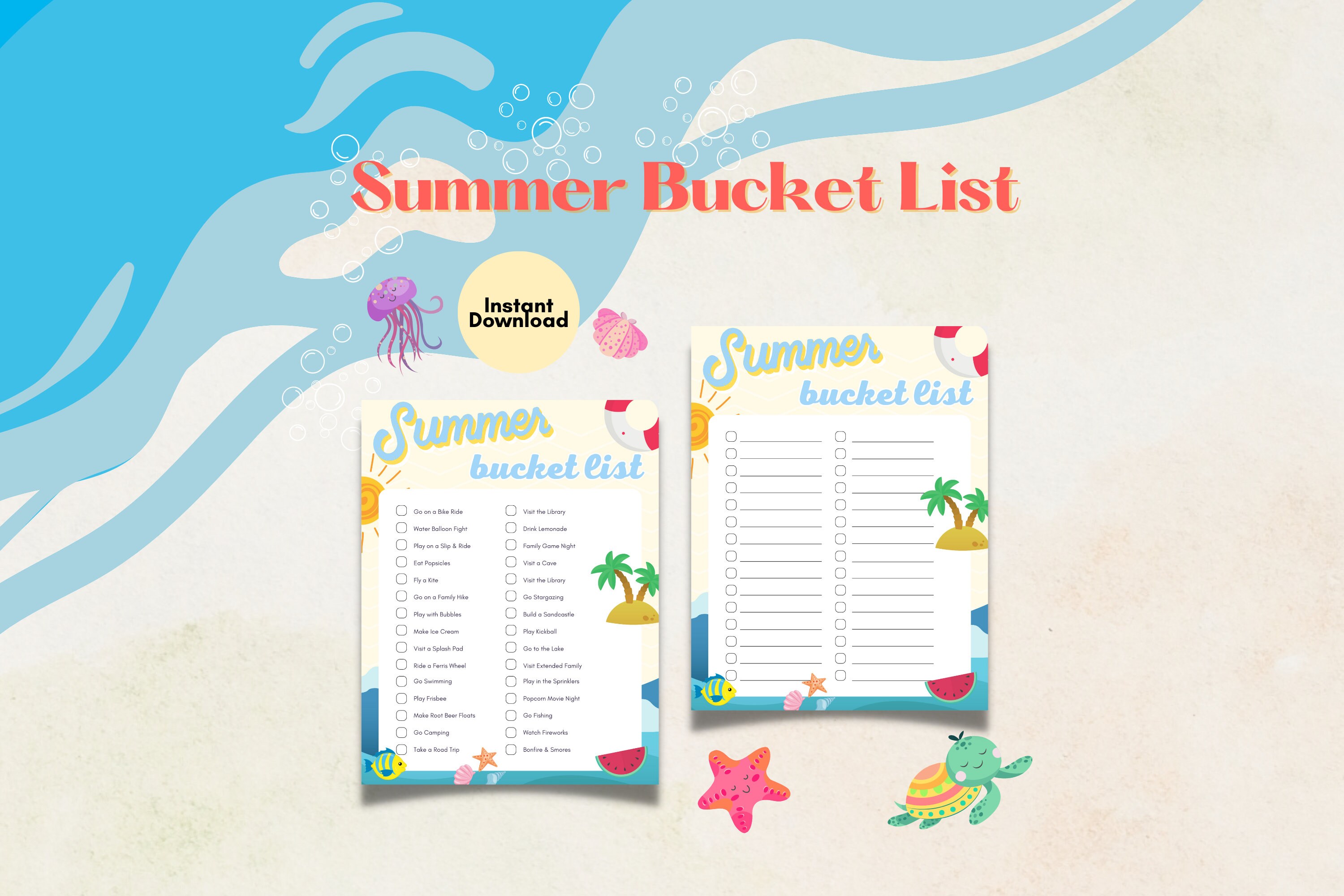 Summer Bucket List Printable PDF | Summer Bucket List for Kids | Kids ...