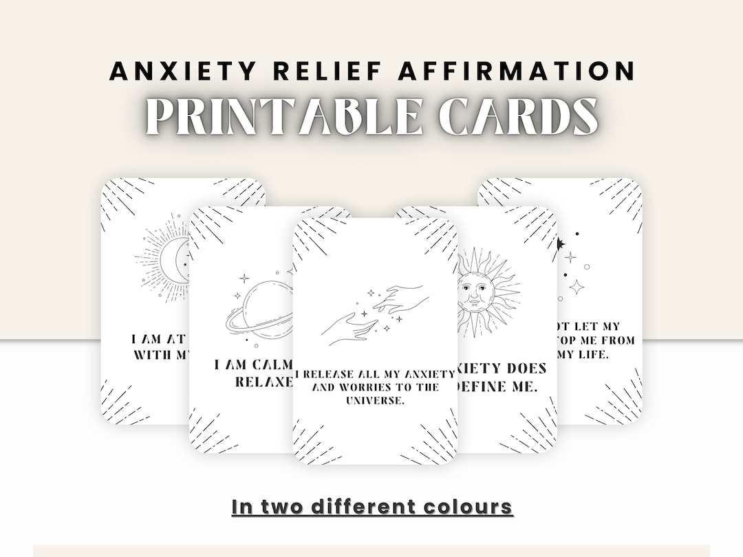 Anxiety Relief Affirmation Cards | Printable Mindset Deck (digital ...