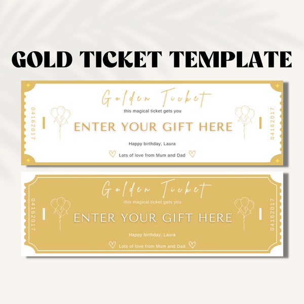 Golden Ticket Template - Etsy