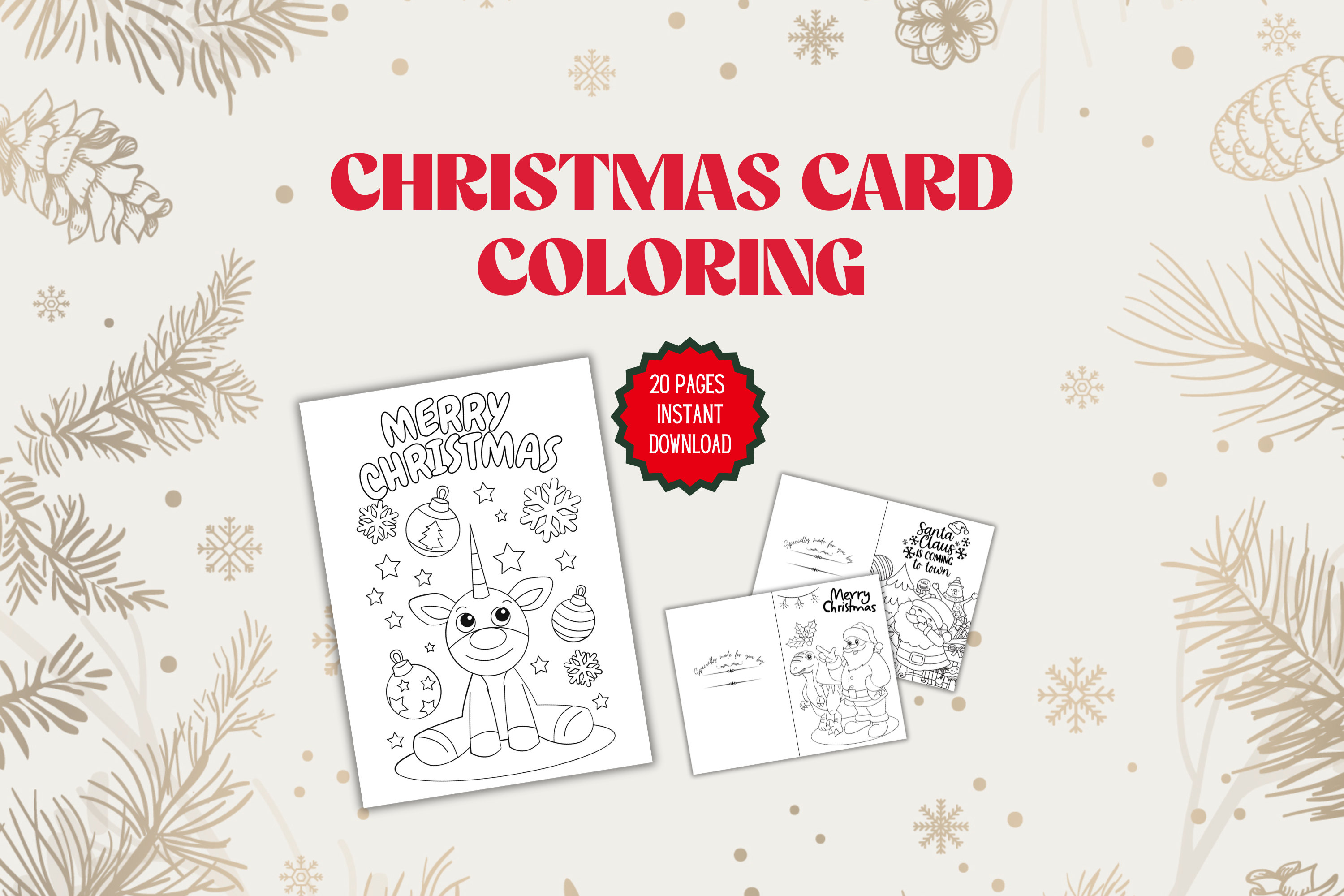 Christmas Cards to Color | Printable Christmas Card to Color | Color ...