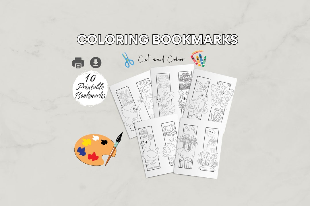 Coloring Bookmarks | 10 Cute Kids Designs (printable PDF) - Etsy