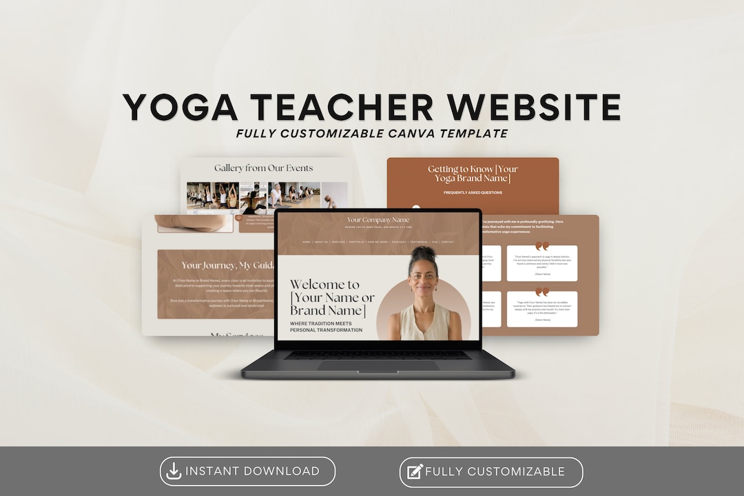 Yoga Studio Canva Website | Yoga Instructor Website Template | Canva ...