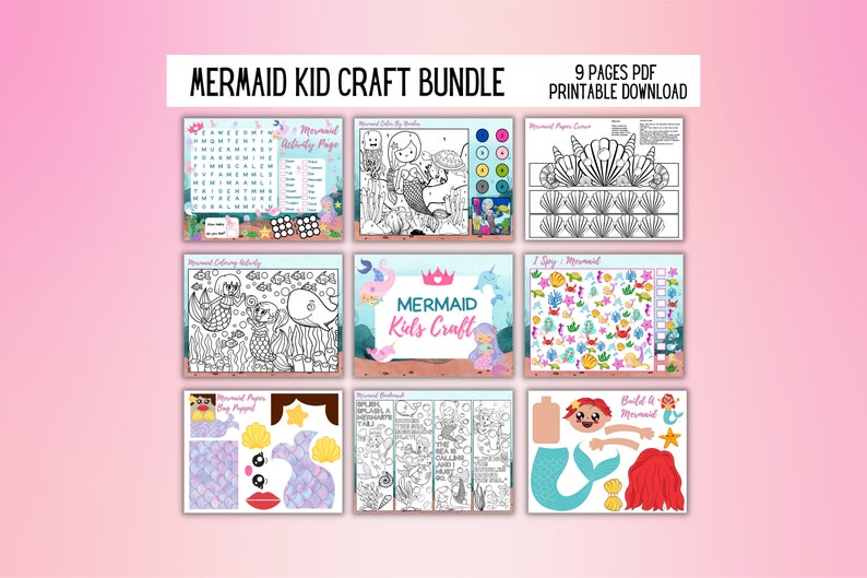 Mermaid Printable | Mermaid Coloring Printables | Mermaid Party Crafts ...