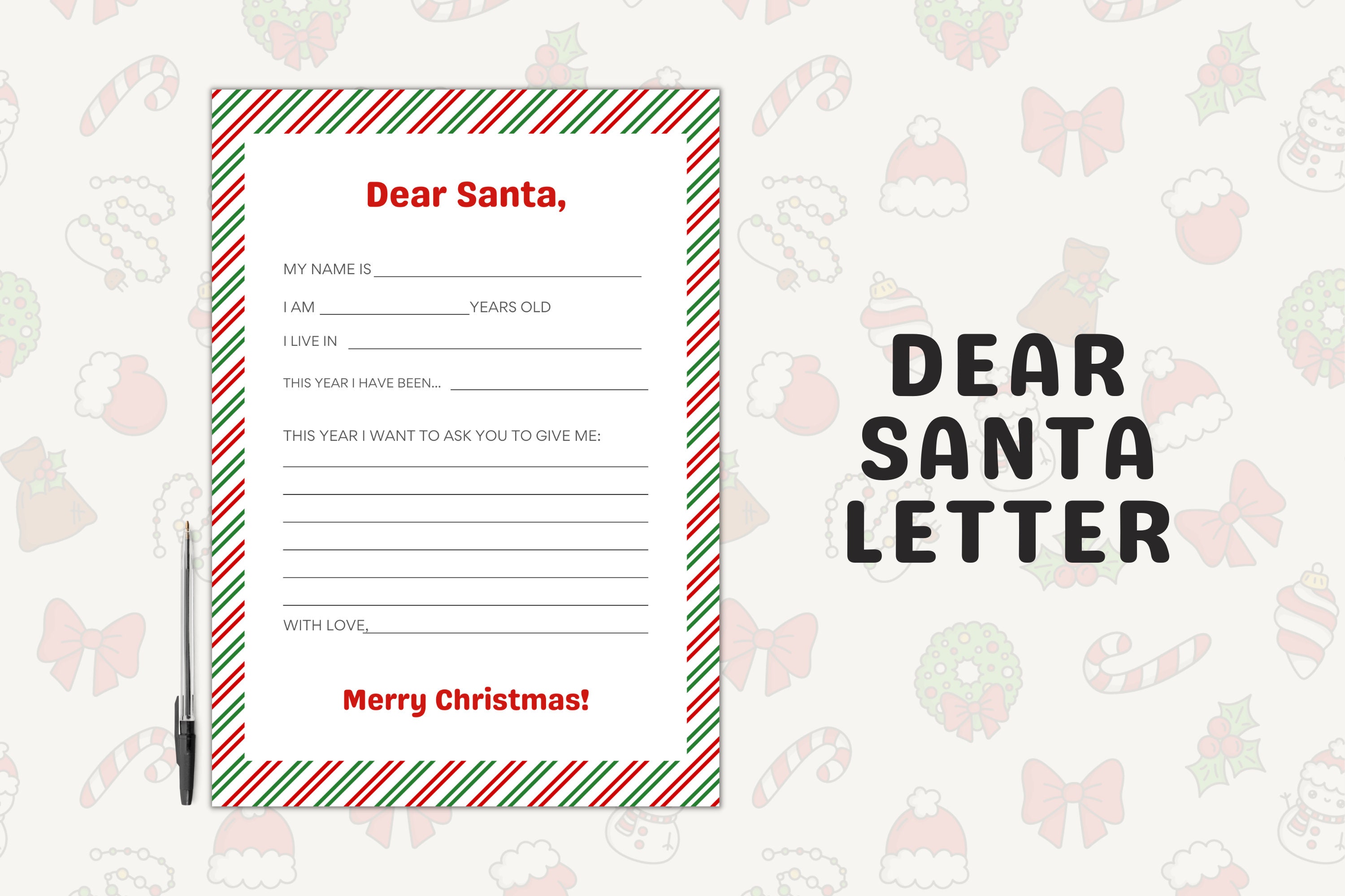 Letter to Santa Printable Christmas Christmas Letter Santa Letter ...