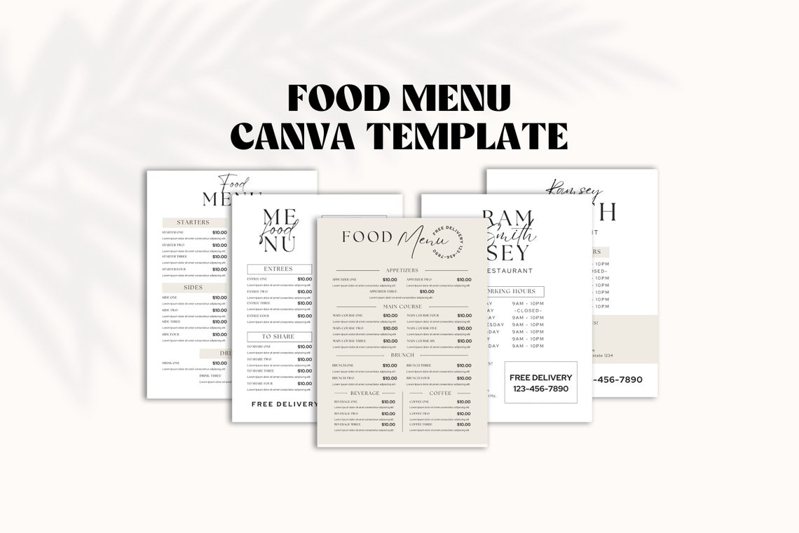 Canva Menu Template Menus for Restaurant Restaurant Menu Template ...