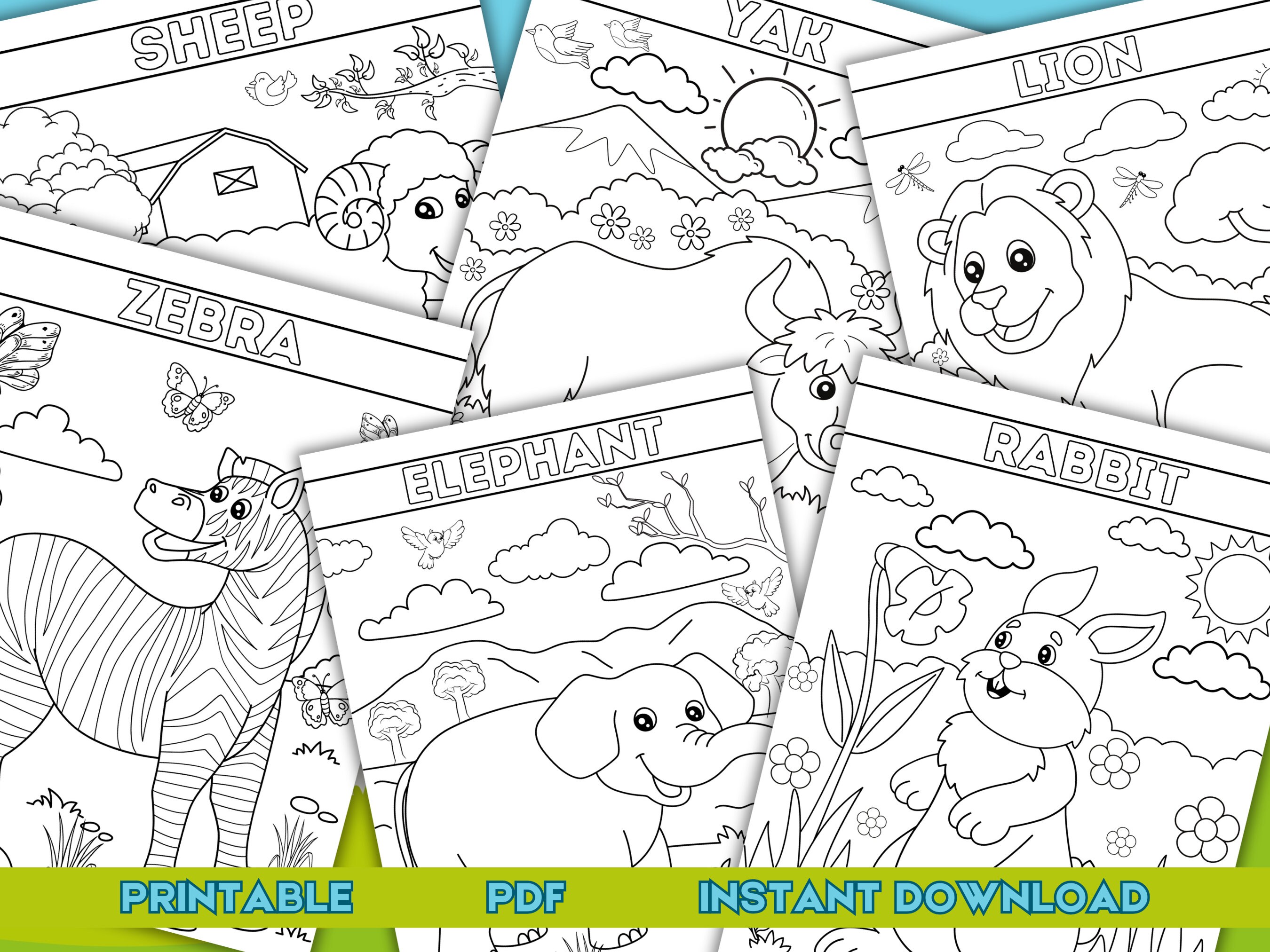 Easy Animal Coloring Pages | Coloring Pages Kids | Animal Coloring Page ...