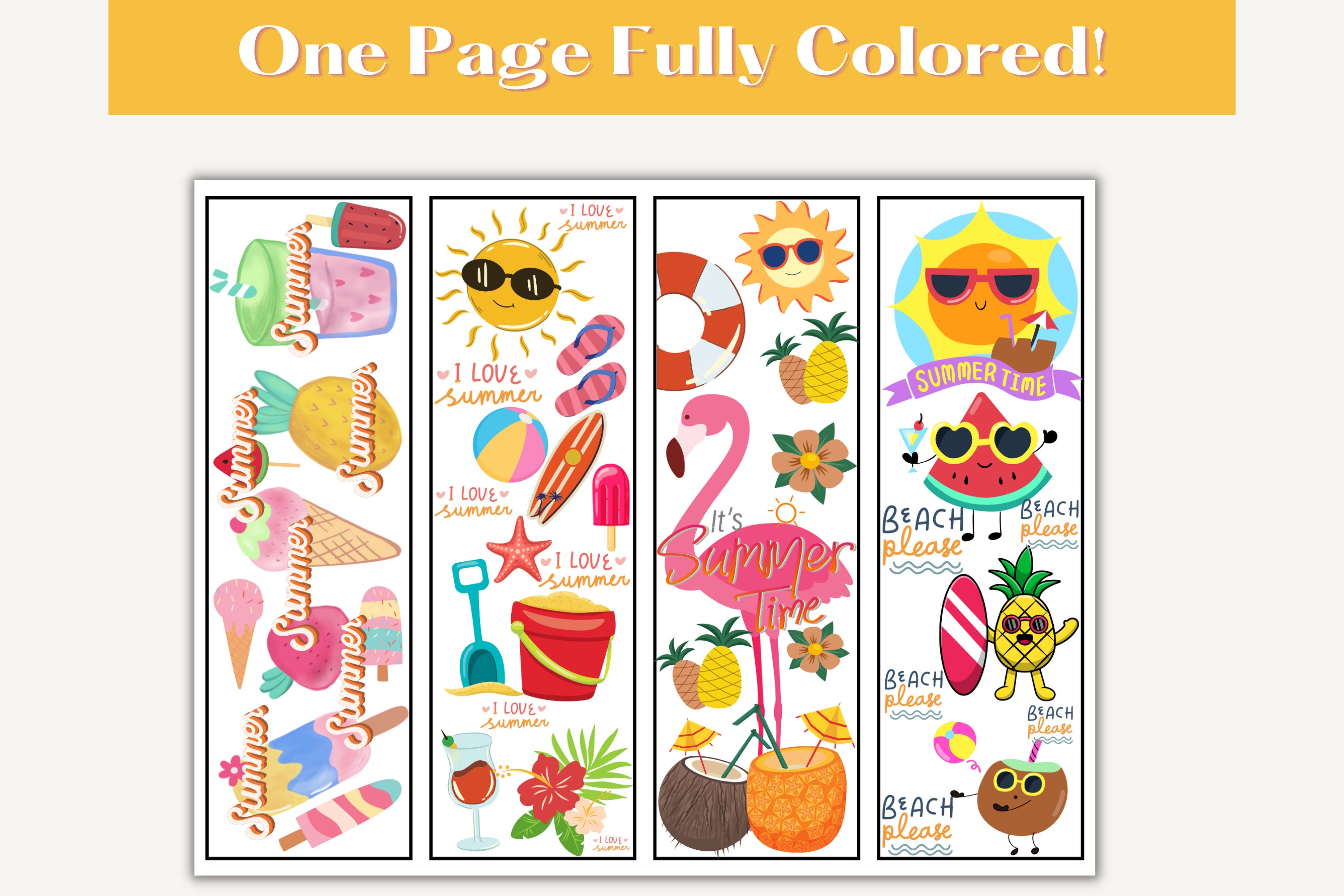 Summer Coloring Printables | Summer Bookmarks Printables | Printable ...