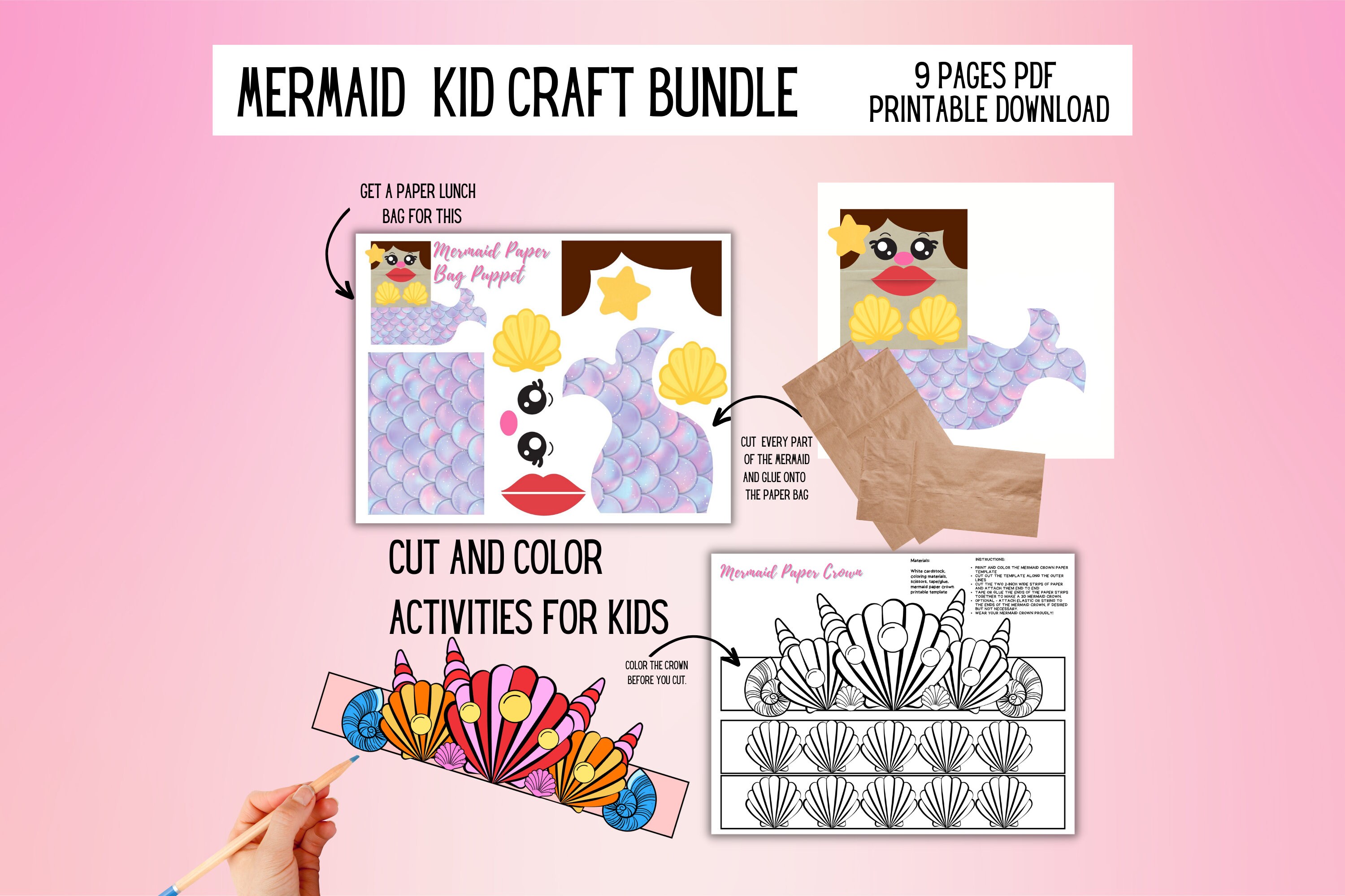 Mermaid Printable Mermaid Coloring Printables Mermaid Party Crafts ...
