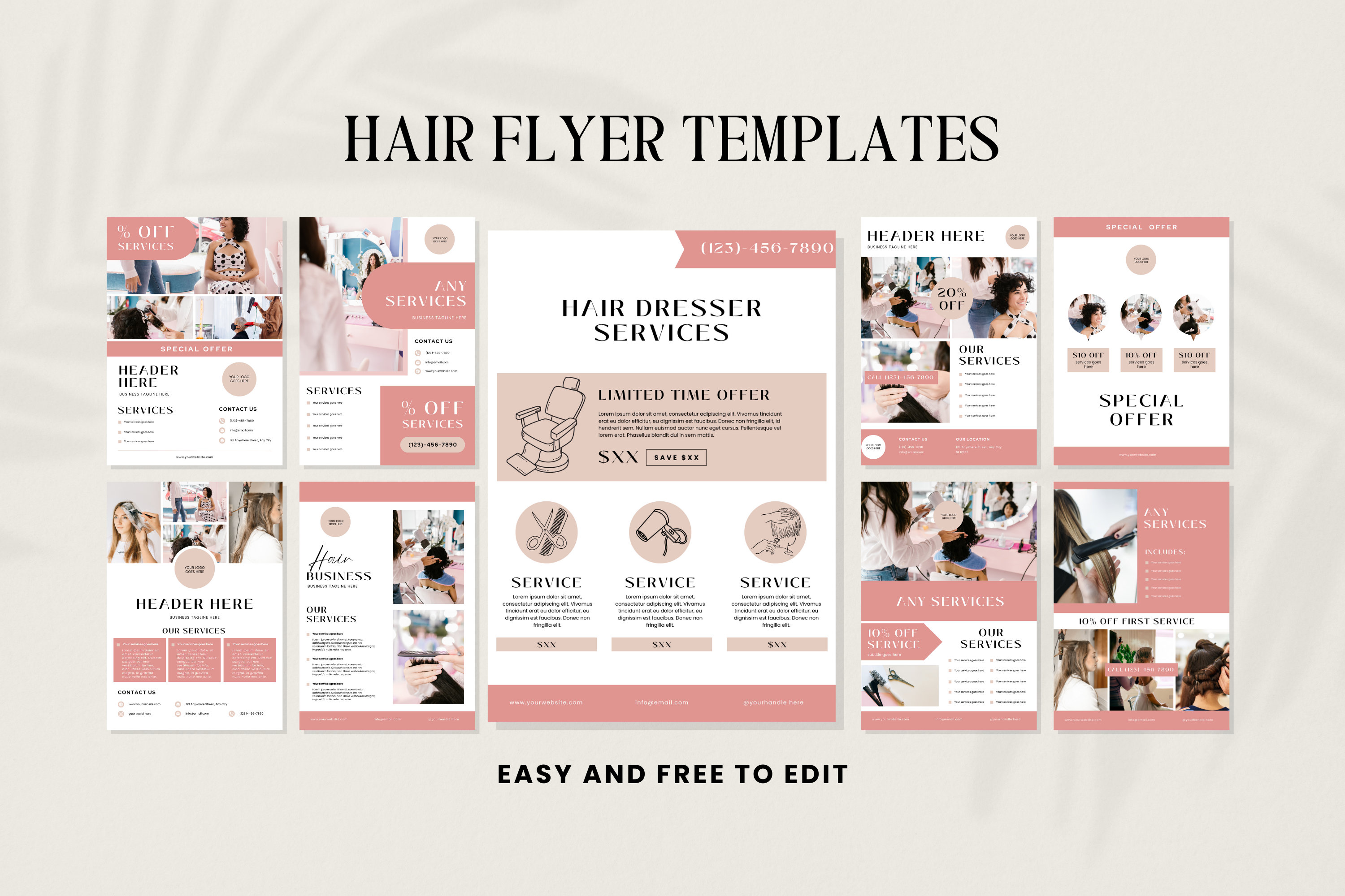 Hair Flyer Template Business Pink | Hair Stylist Flyer | Hair Salon ...