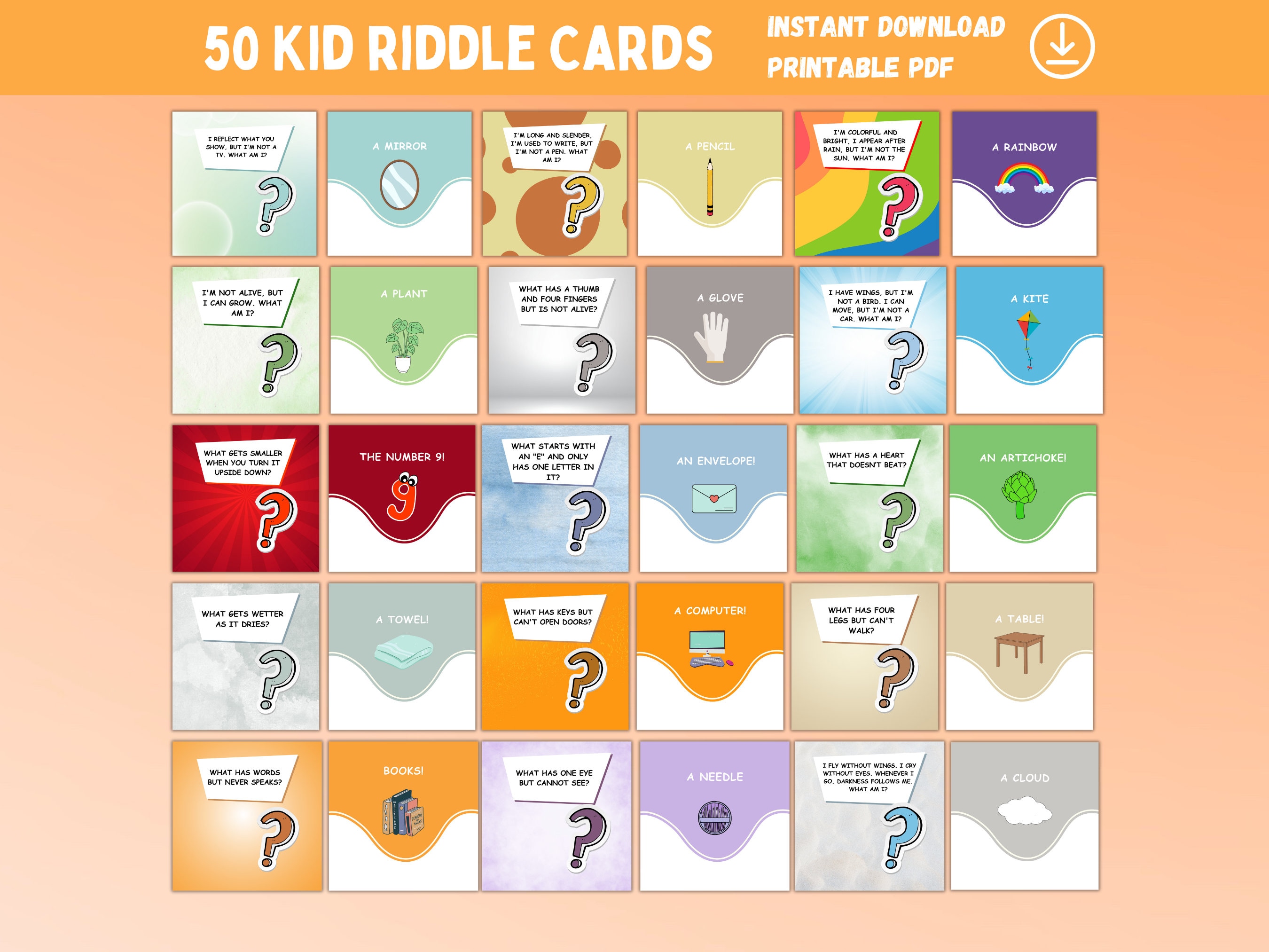 Riddles Cards | Riddle Card | Riddles for Kids | Party Games for Kids ...