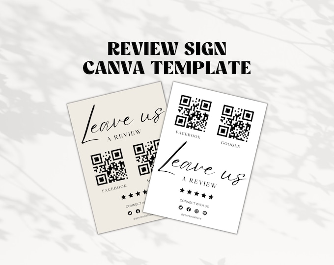 Personalized Business Leave a Review, QR Code Sign, Google Review ...