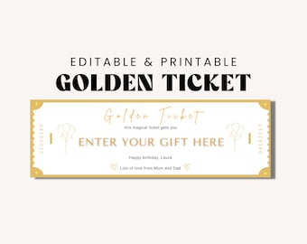 Downloadable Ticket Template | Golden Ticket Template | Canva Ticket ...